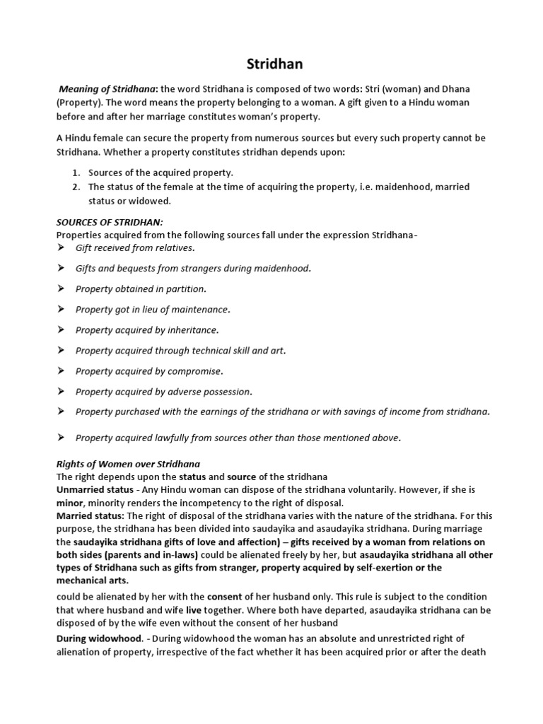 Stridhan Report | PDF | Husband | Marriage