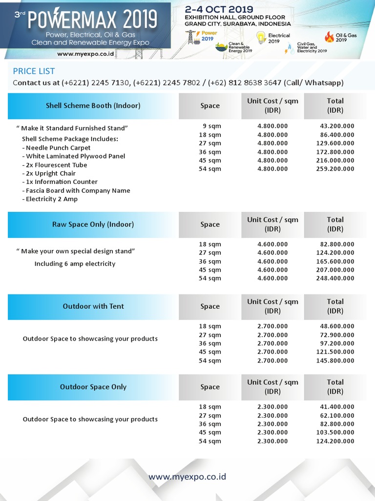 Price List Powermax Expo 2019 | PDF | Nature