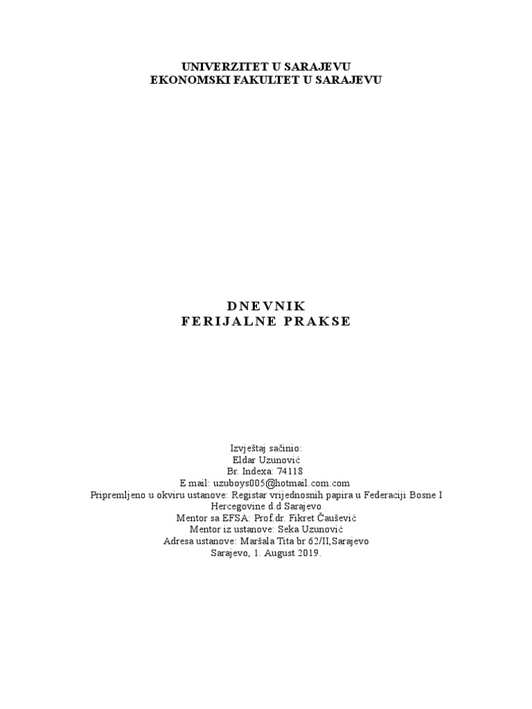 Dnevnik Za Praksu | PDF