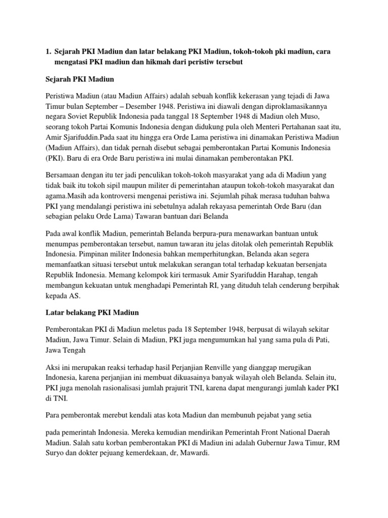 Sejarah PKI Madiun Dan Latar Belakang PKI Madiun | PDF
