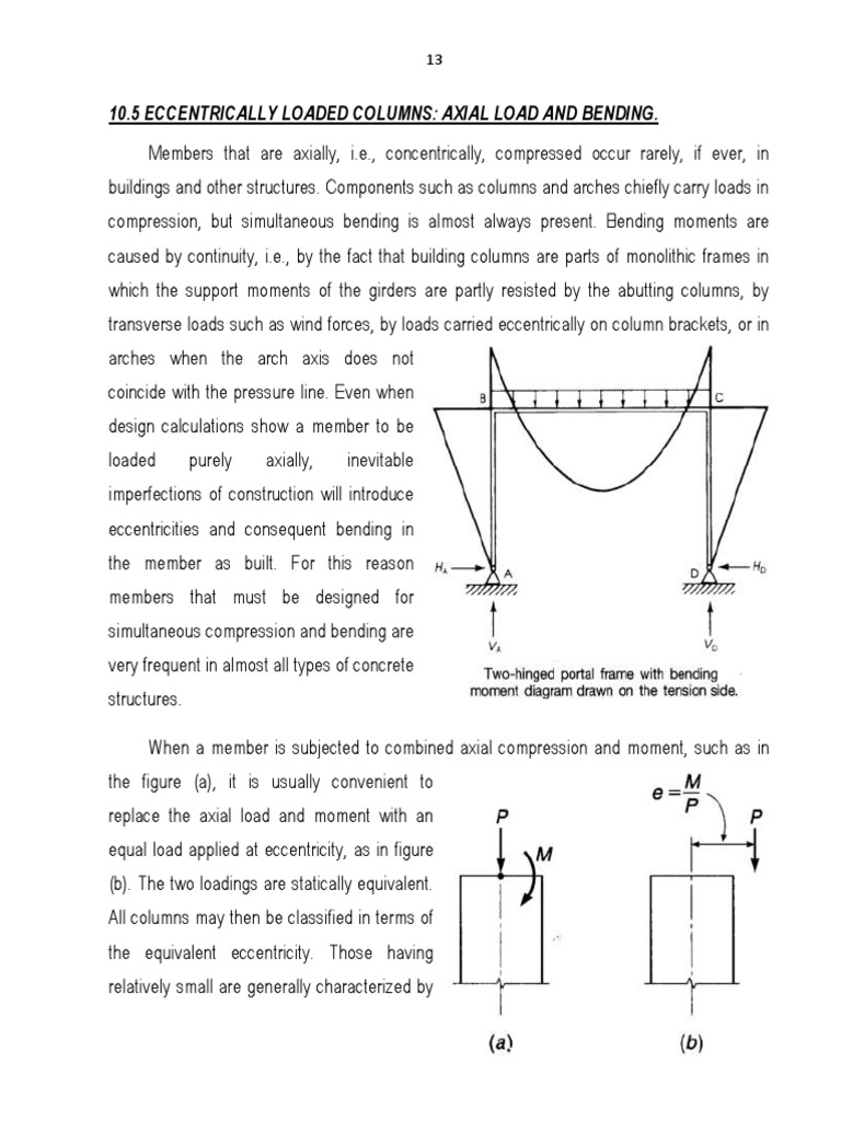 10.5 Eccentrically Loaded Columns: Axial Load and Bending | PDF ...