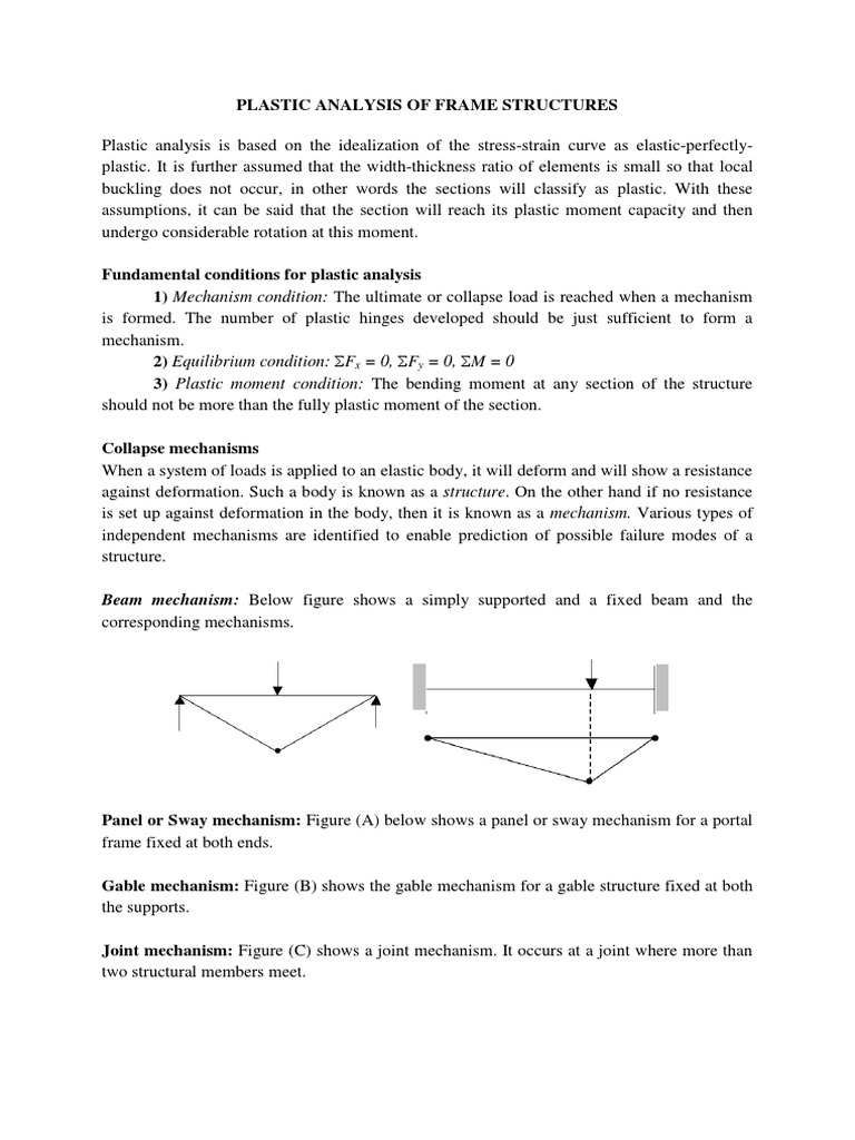 Plastic Analysis in Frame Structures | PDF | Deformation (Engineering ...