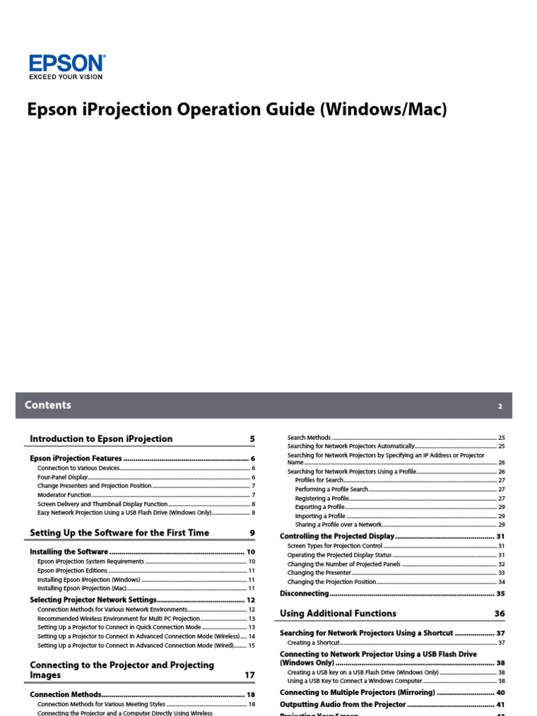 Epson Iprojection Operation Guide (Windows/Mac) | PDF | Wireless Lan ...