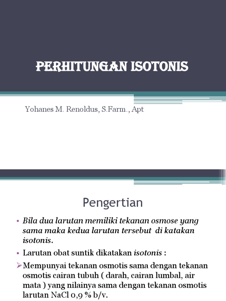 9 Perhitungan Isotonis | PDF | Sains & Matematika