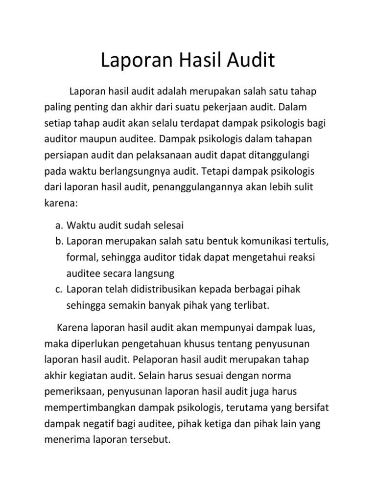 Laporan Hasil Audit | PDF