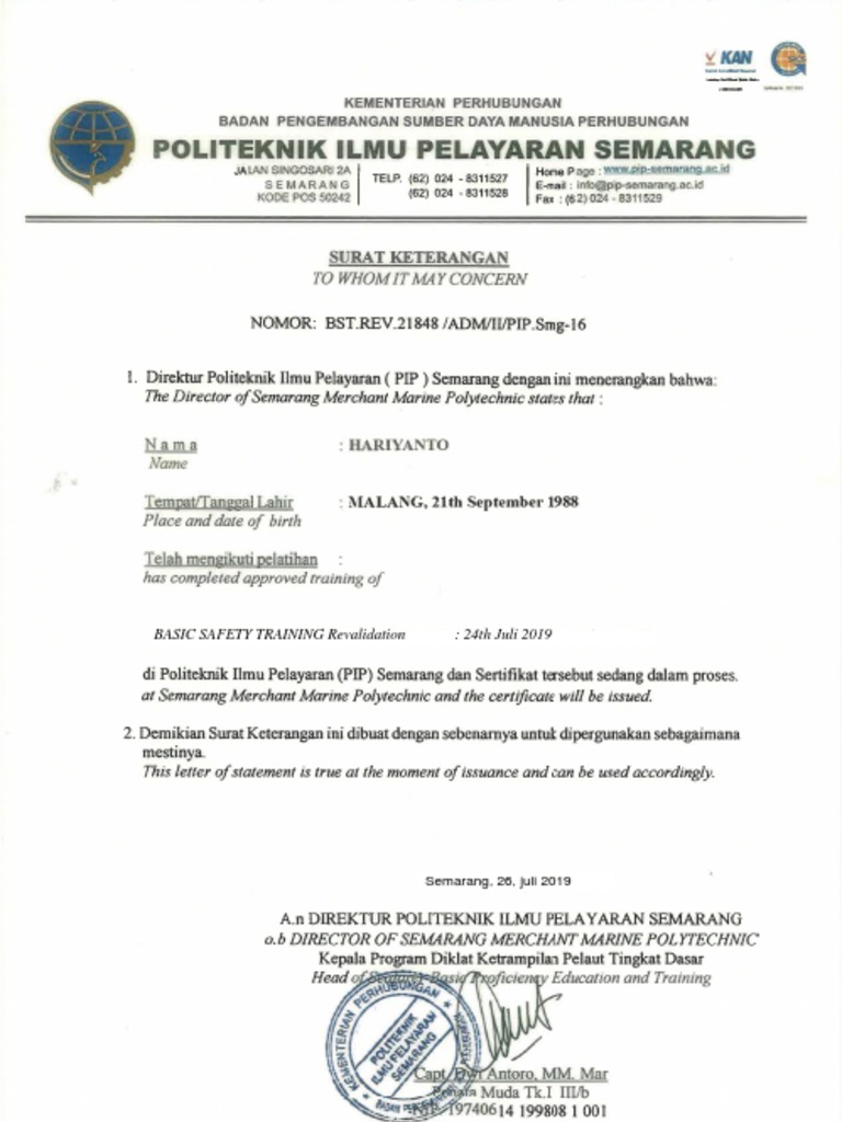 BASIC SAFETY TRAINING Revalidation: 24th Juli 2019 | PDF