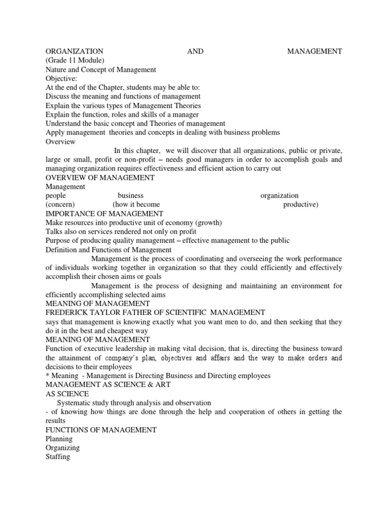 Organization and Management Grad 11 Abm | PDF | Goal | Ecology