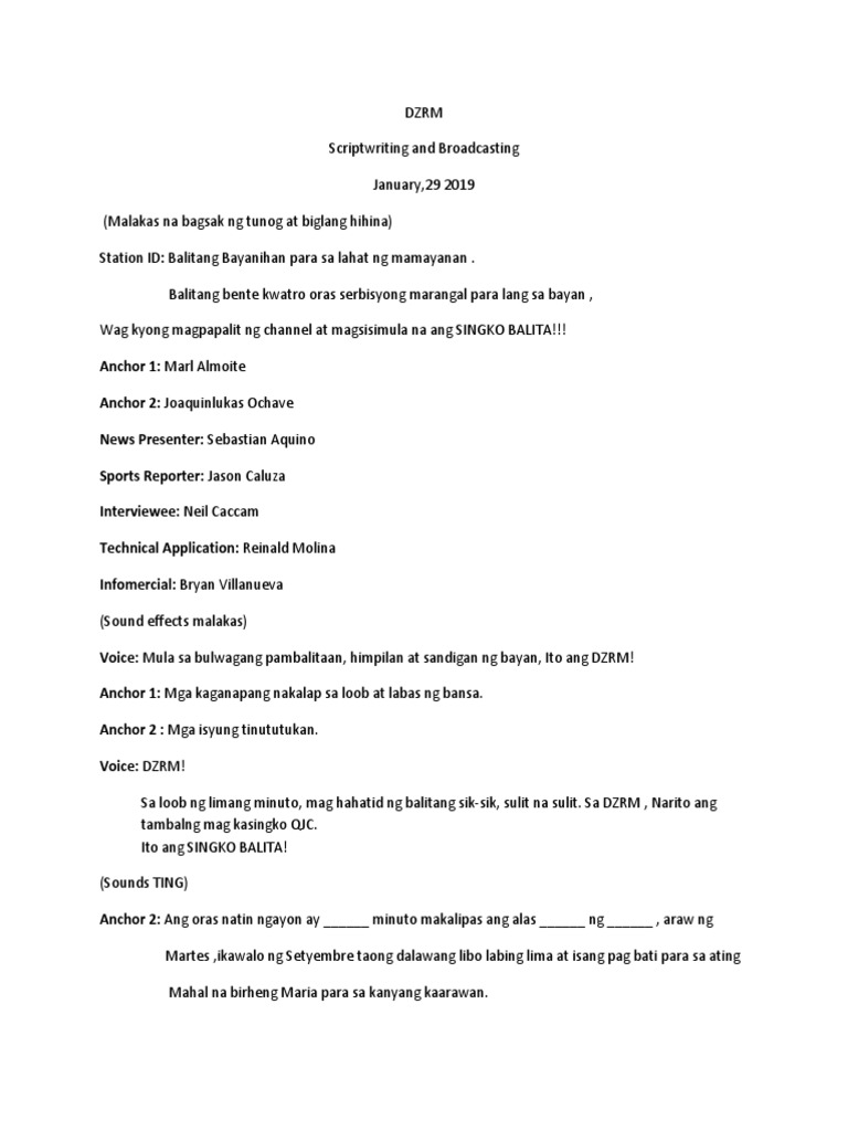 Filipino Radio Broadcasting Script | PDF