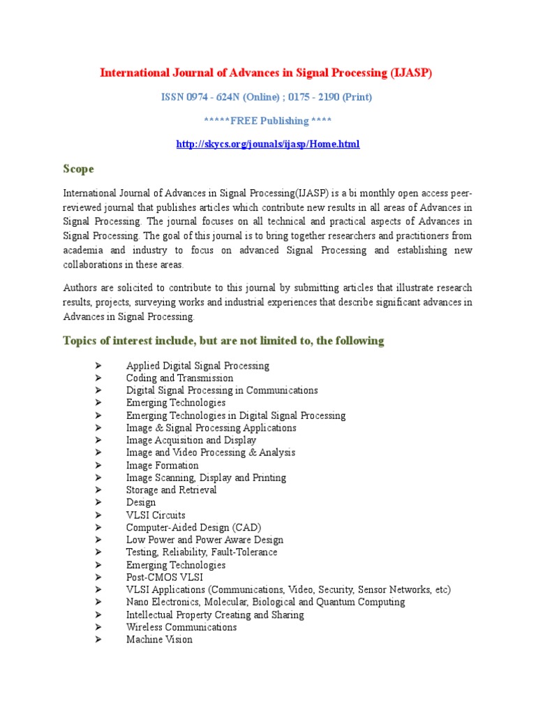 IJASP | PDF | Computer Vision | Academic Journal