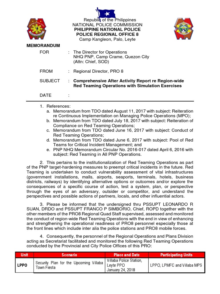 After Activity Report: Red Teaming Ops | PDF | Swat | Search And Rescue