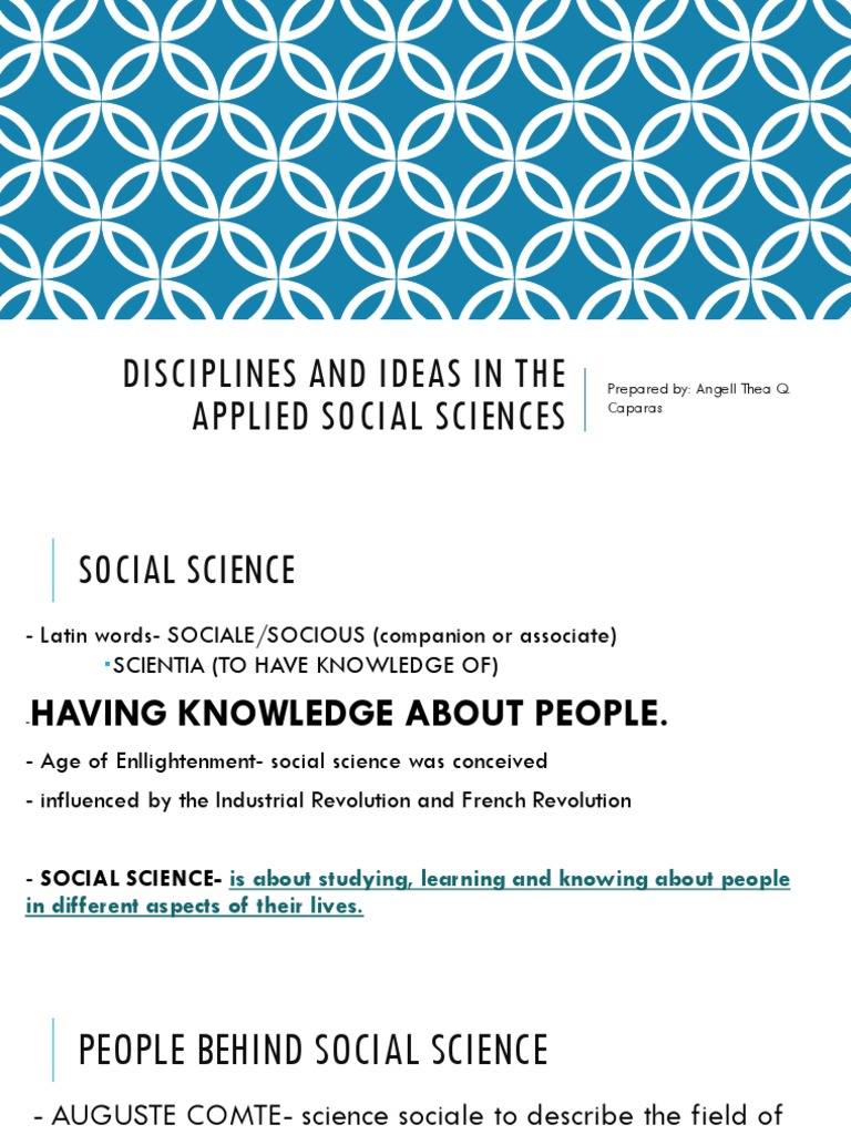Disciplines And Ideas In The Applied Social Sciences: Prepared by ...