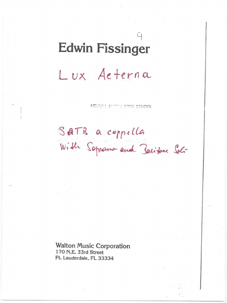 Fissinger Lux Aeterna PDF | PDF