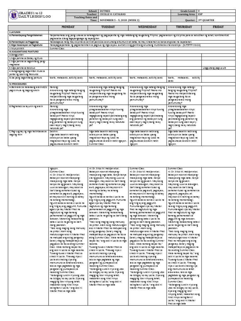 DLL - Esp 5 - Q3 - W2 | PDF