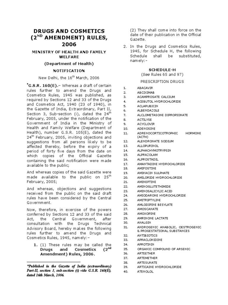 Schedule H PDF | PDF | Drugs | Organic Compounds