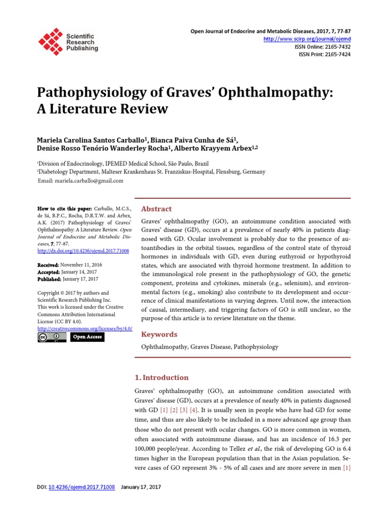 Pathophysiology of Graves' Ophthalmopathy: A Literature Review | PDF ...