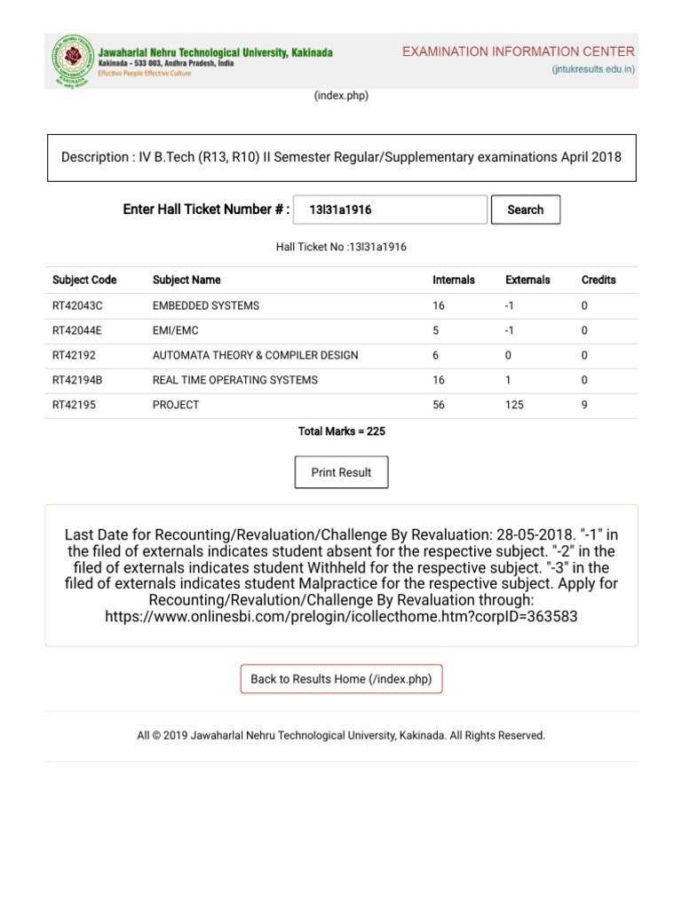 Welcome To JNTUK Official Results Portal | PDF