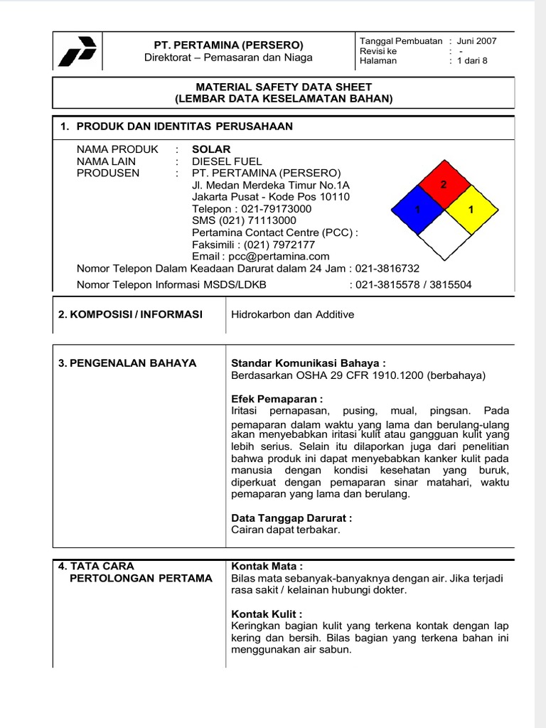 Msds Solar Pertamina