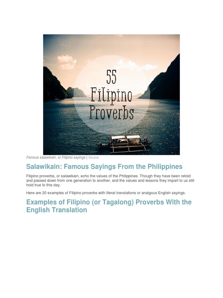 Salawikain: Famous Sayings From The Philippines | PDF