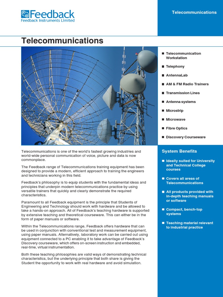 82-Telecommunication Brochure PDF | PDF | Antenna (Radio) | Telephone ...