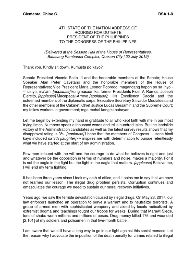 Delivered at The Session Hall of The House of Representatives, Batasang ...