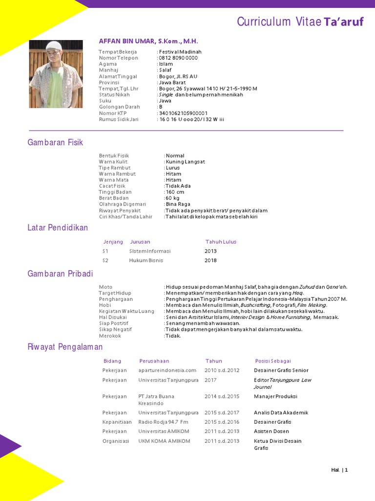 CV Taaruf 2019 PDF | PDF