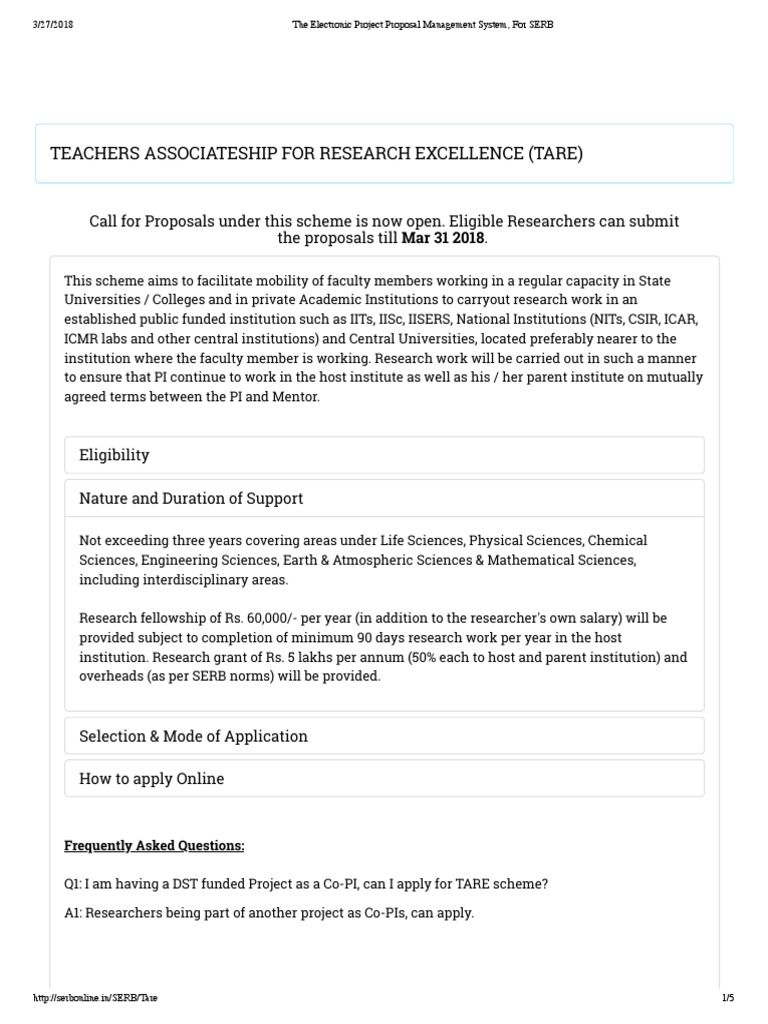 The Electronic Project Proposal Management System, For SERB | PDF ...