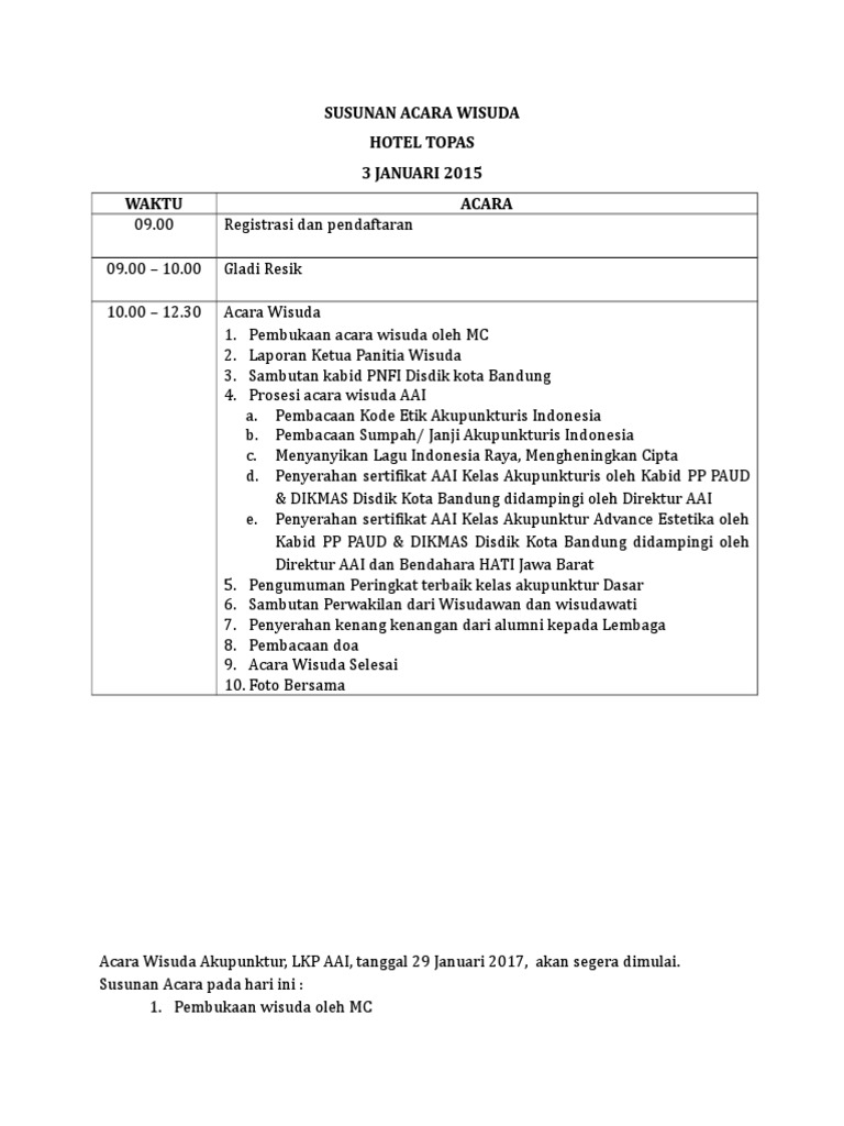 Susunan Acara Wisuda | PDF