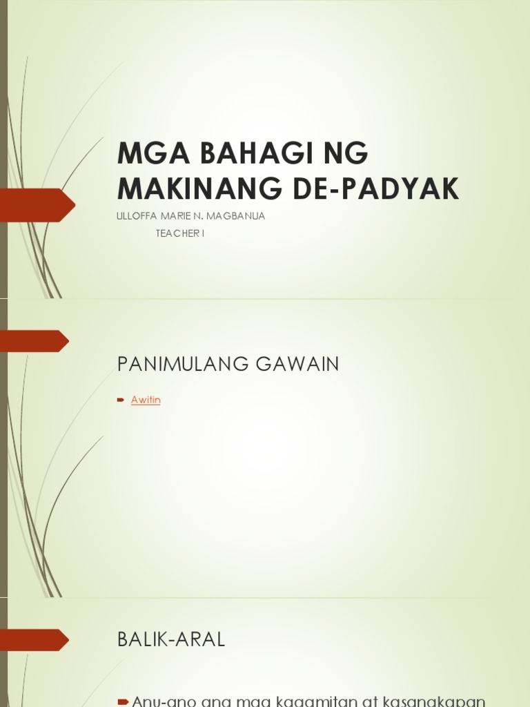 Mga Bahagi Ng Makinang de-padyak
