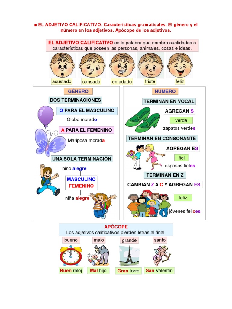 El Adjetivo Calificativo | PDF