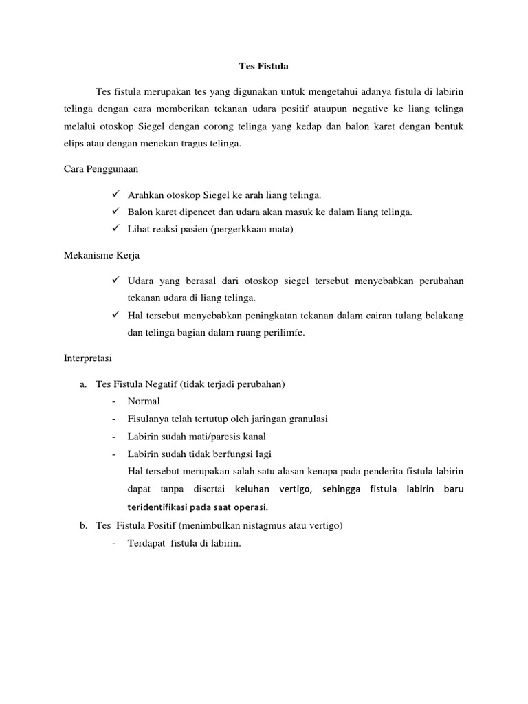 Tes Fistula Telinga dan Interpretasinya | PDF | Kajian Bahasa Asing ...
