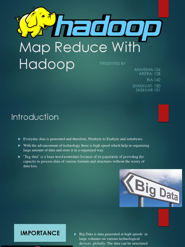 Map Reduce With Hadoop:: Presented by ANIVESHA-126 ARITRA-128 RIA-142 Shashvat - 150 SHEKHAR-151 ...
