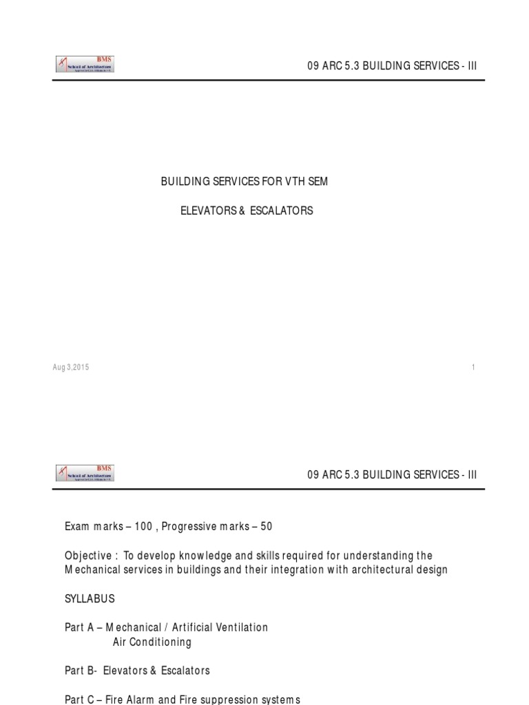 BS - SEM Elevators & Escalators | PDF | Elevator | Stairs