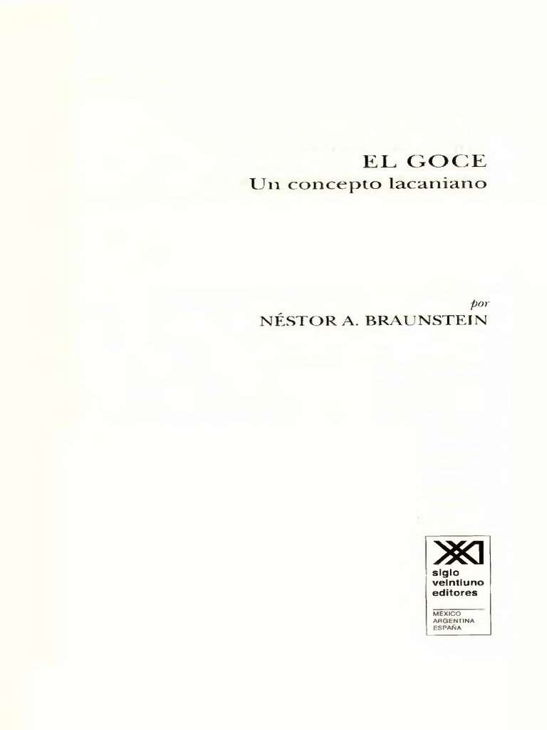 Braunstein Nestor - El Goce - Un Concepto Lacaniano (331p.) | PDF ...