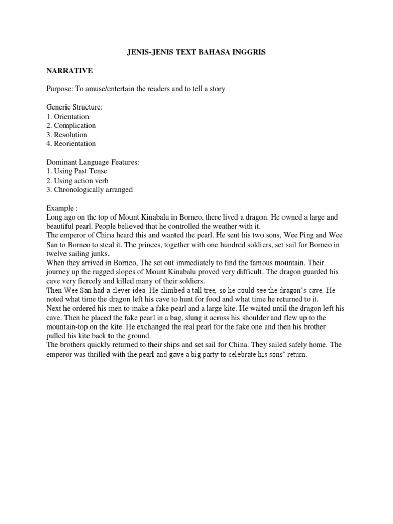 Jenis-Jenis Text Bahasa Inggris Narrative | PDF | Rain | Evaporation