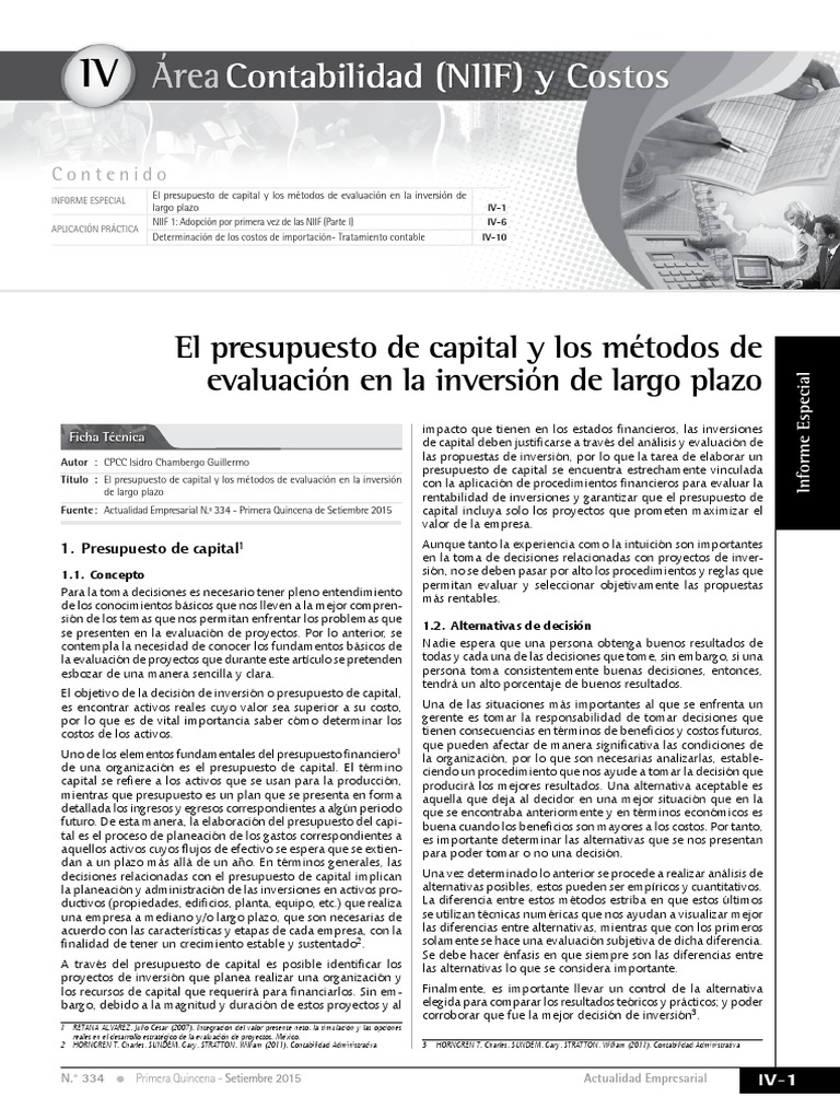 Presupuesto de Capital | PDF | Tasa interna de retorno | Valor presente neto