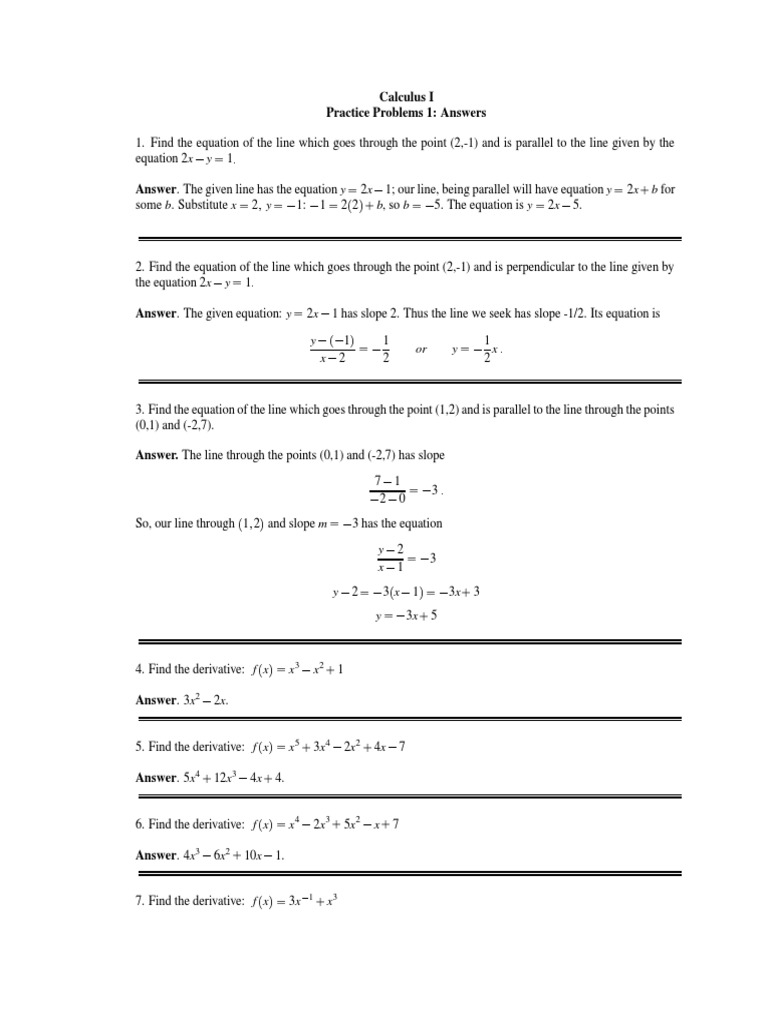 Calculus I Practice Problems 1: Answers: y B For y B, So B | PDF ...
