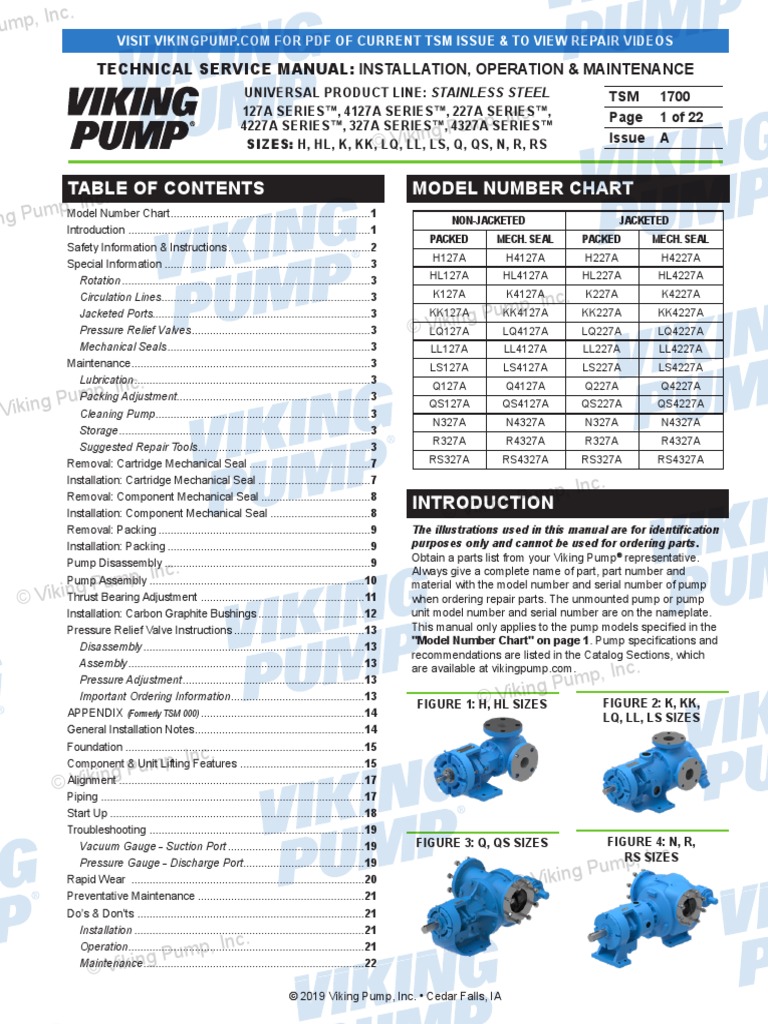 Model Number Chart: Technical Service Manual: Installation, Operation ...