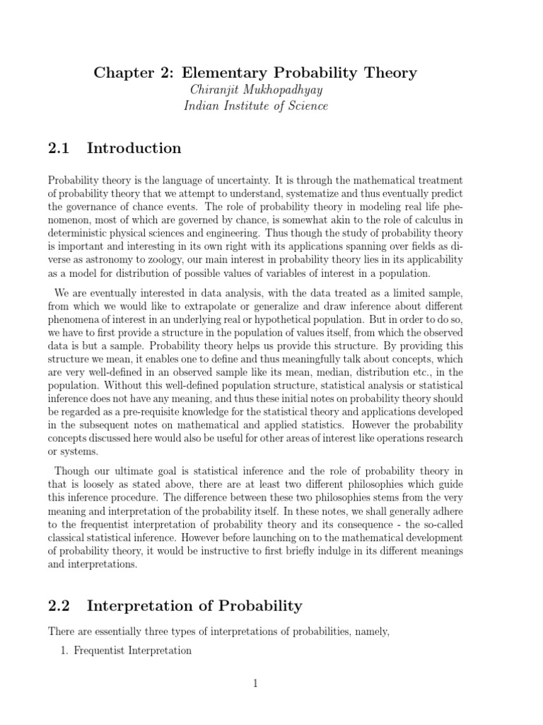 Elementary Probability PDF | PDF | Probability Theory | Statistics