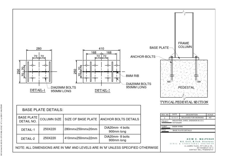Base Plate Details:: Detail-2 Detail-1 | PDF