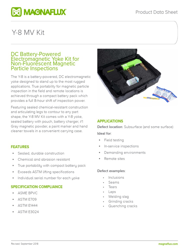 Y-8 MV Kit: DC Battery-Powered Electromagnetic Yoke Kit For Non ...