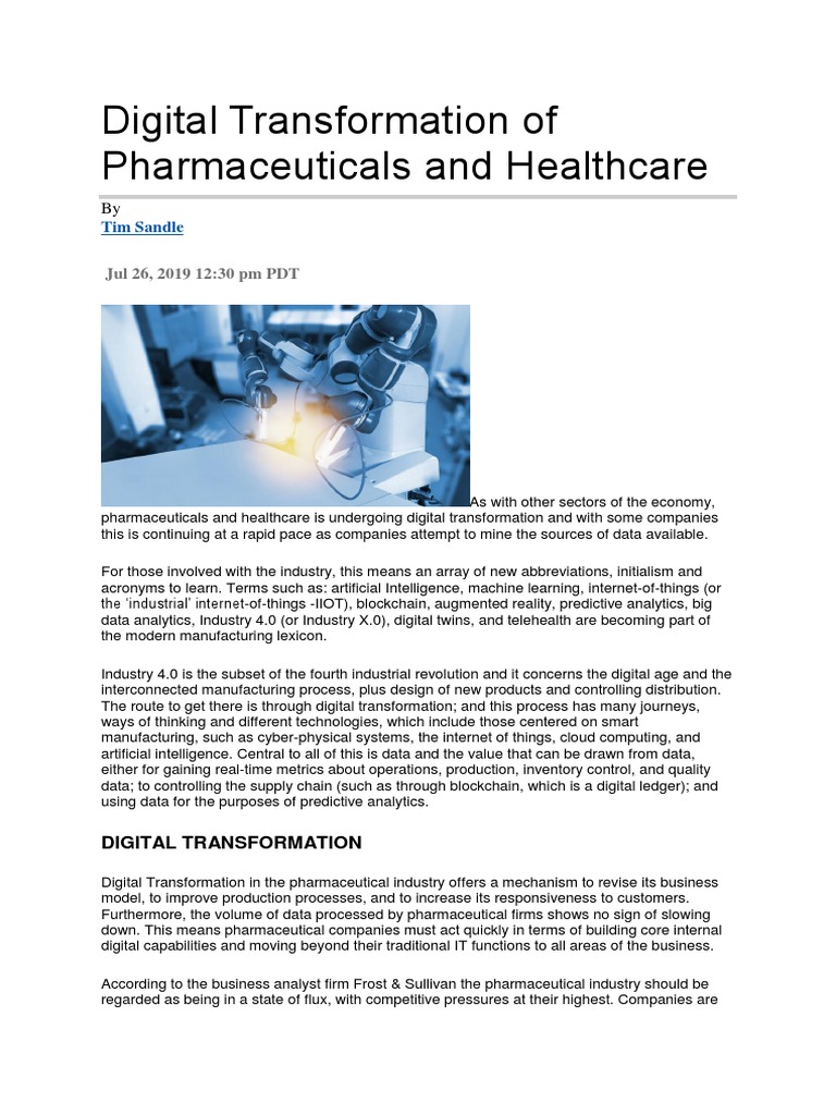 Digital Transformation in Pharma Industry | PDF | Internet Of Things ...