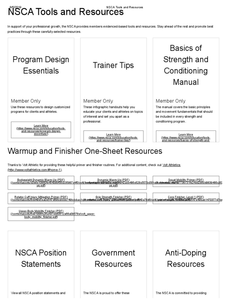 NSCA Tools and Resources.pdf | Personal Trainer | Health Care