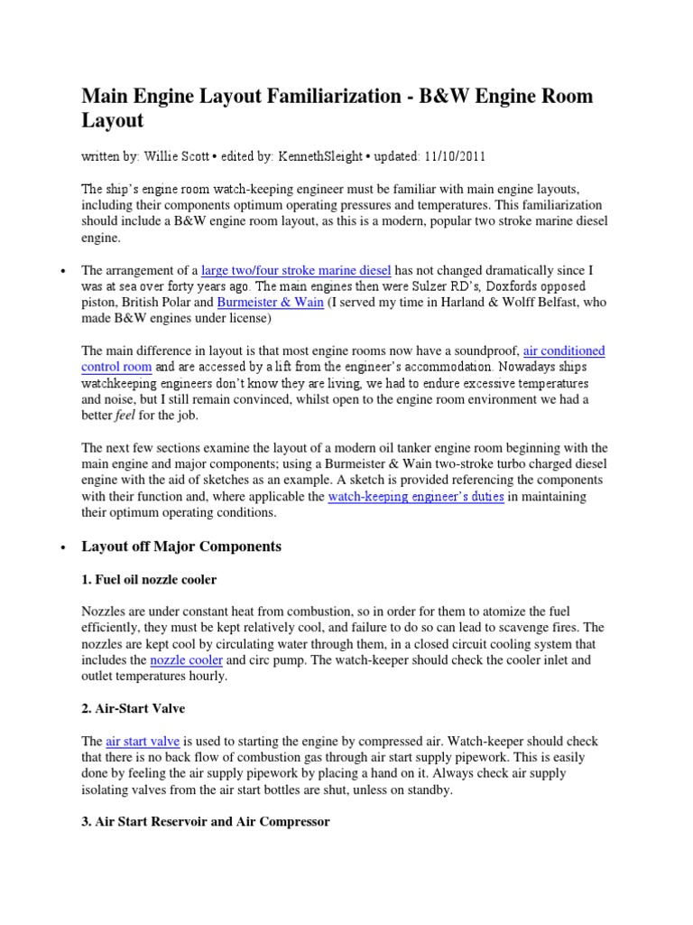 Main Engine Layout Familiarization | PDF | Internal Combustion Engine ...