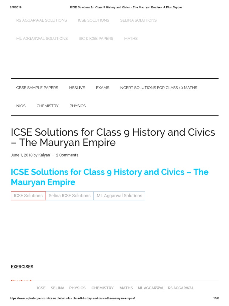ICSE Solutions For Class 9 History and Civics - The Mauryan Empire - A ...