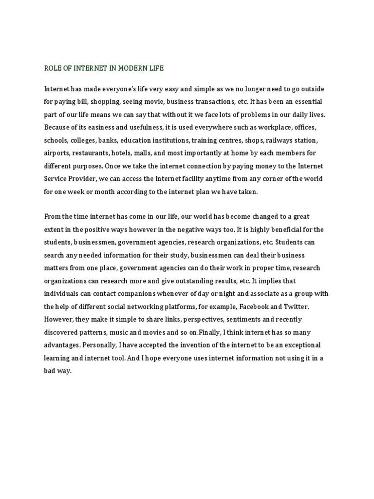 Role of Internet in Modern Life | PDF | Social Networking Service ...