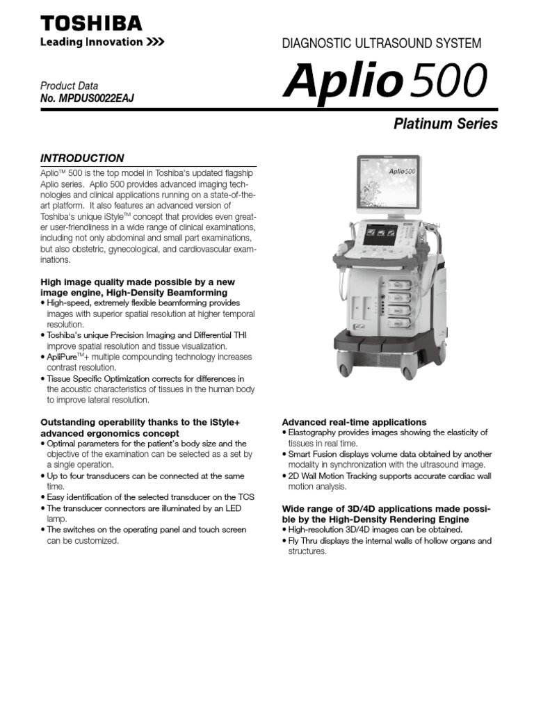 Product Data Aplio 500 Platinum Series | PDF | Medical Ultrasound ...