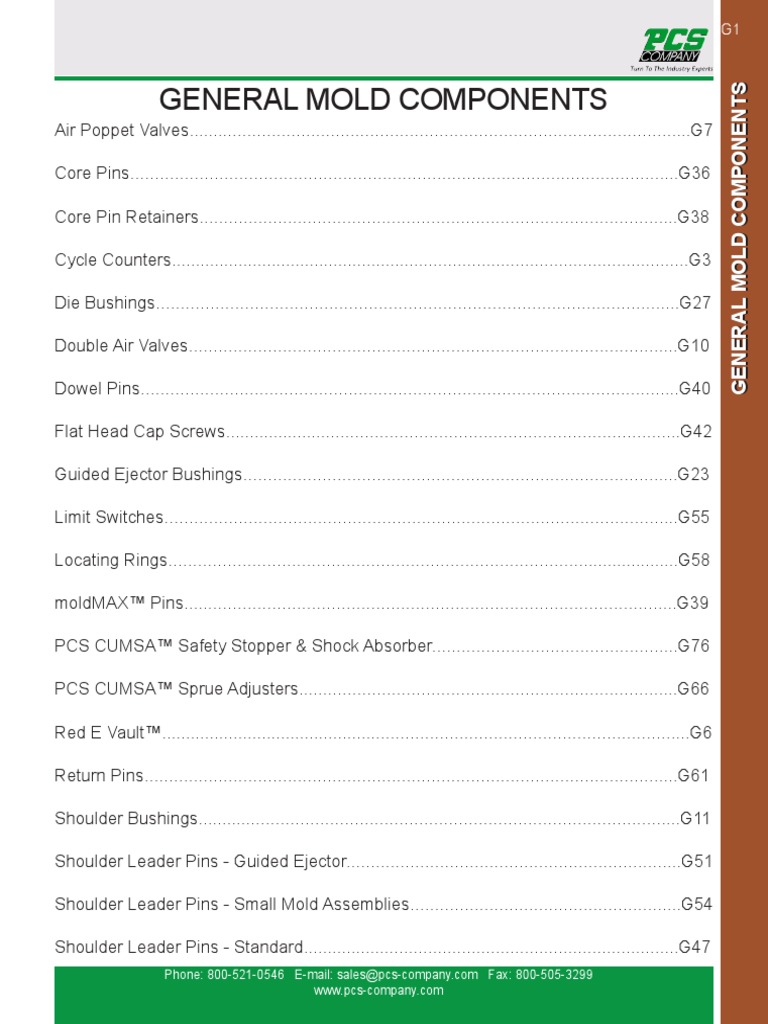 G Mold Components General Mold Components1110 | PDF | Valve | Personal ...