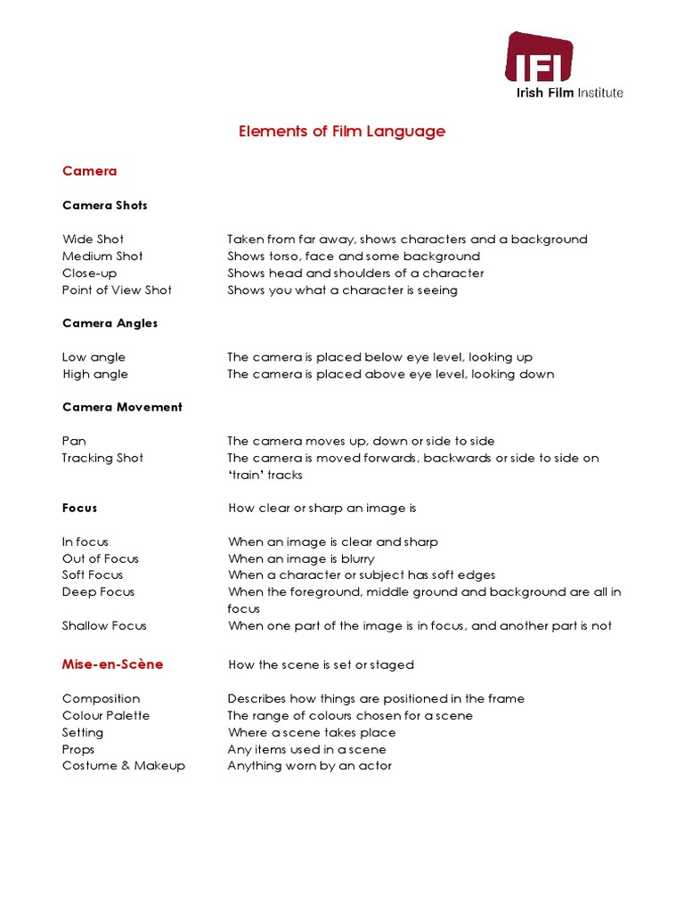Elements of Film Language 1 | PDF