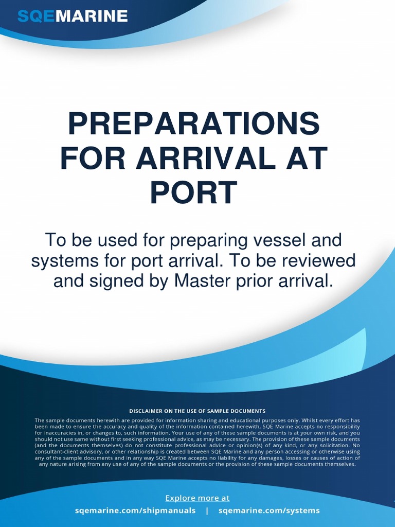 SQE MARINE Preparation For Arrival at Port 2018 04 | PDF | Navigation ...