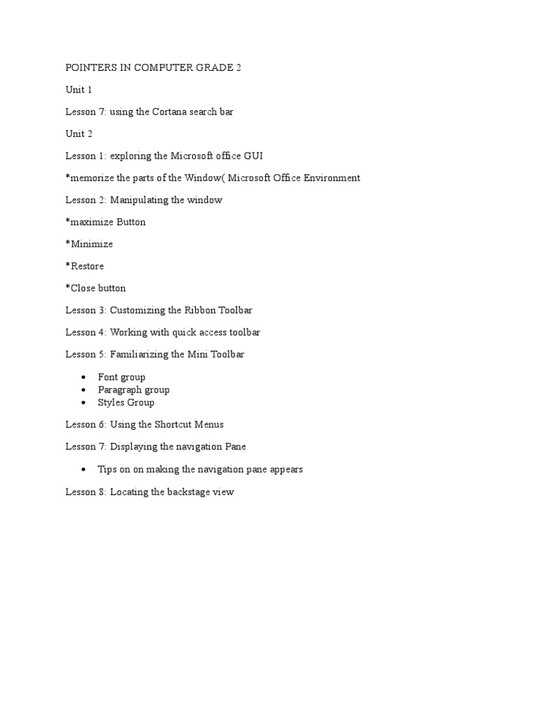 Pointers in Computer Grade 2 | PDF | System Software | Microsoft